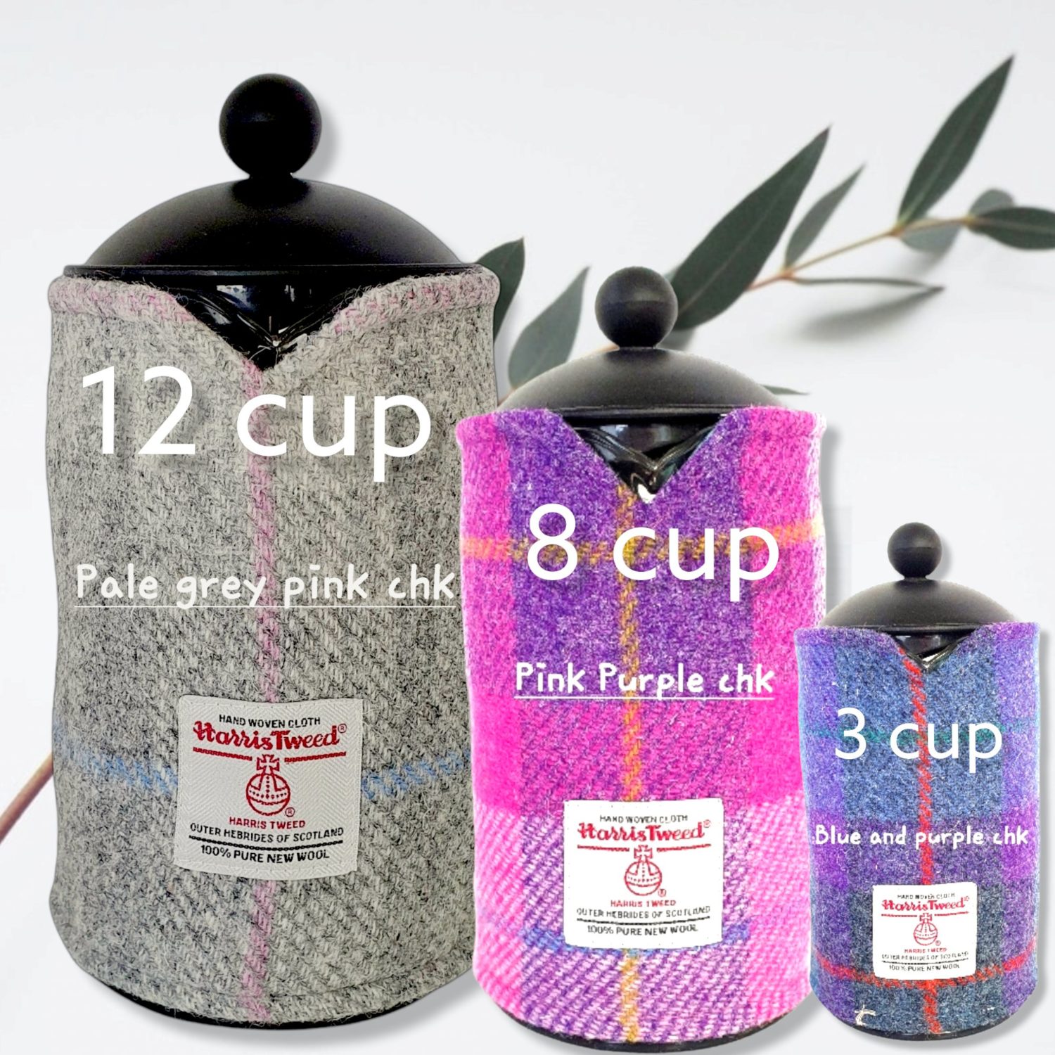 Harris Tweed Cafetiere Cover - French Press.- Alba Craft