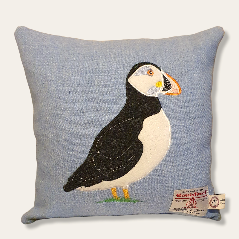 Harris Tweed Puffin Cushion - Alba Craft
